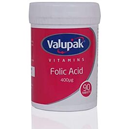 Valupak Vitamins Supplements Folic Acid 400mcg 90 Tablets