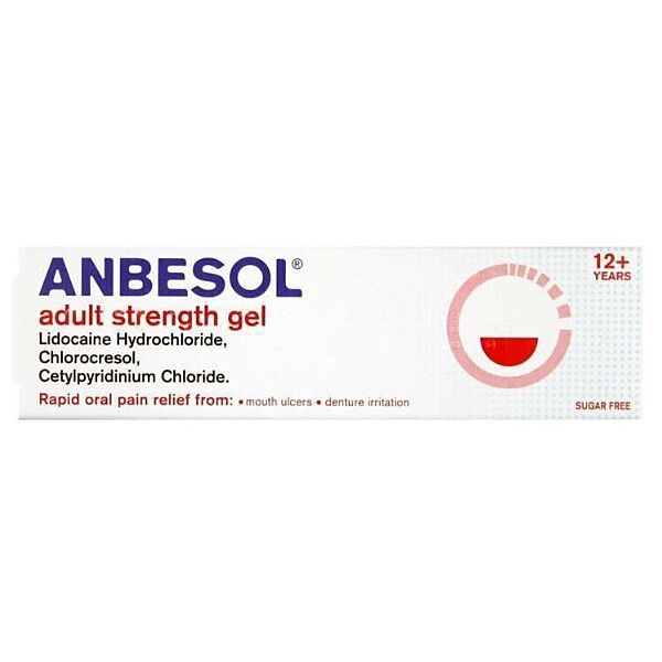 Anbesol Adult Strength Gel, Oral Pain Relief, 12+ Years, 10g